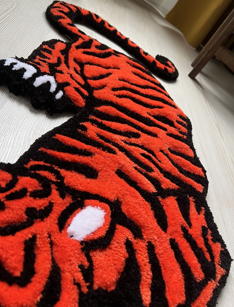 Orange Tiger Rug Full Body Tiger Fluffy Soft Tufted Rug - Etsy
