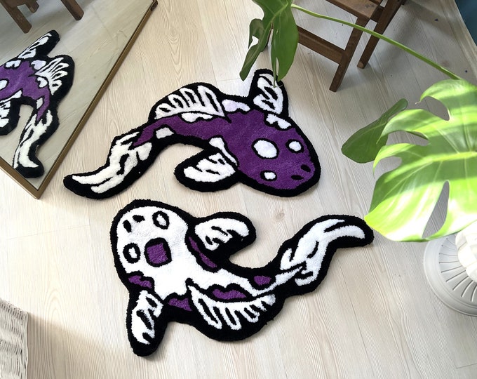 Koi Yin Yang Fish Rug | Custom Asian Tufted Rug - Etsy
