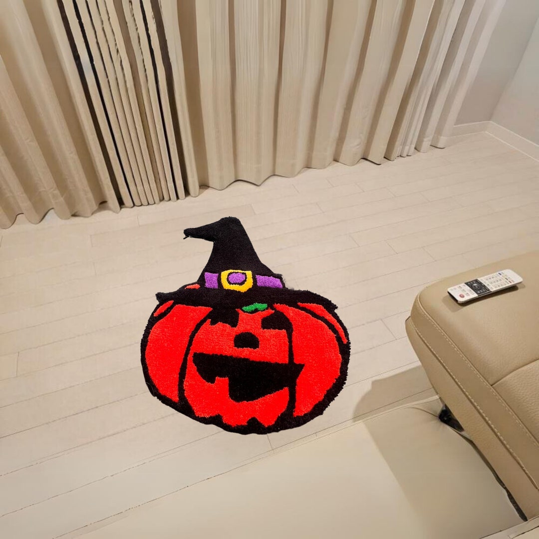 Halloween Tufting Rug | Pumpkin Fluffy Tufted Rug | Custom Handmade Rug ...