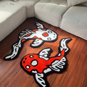 Koi Yin Yang Fish Tuft RUG | %100 Handmade | Asian Custom Tufting - Etsy