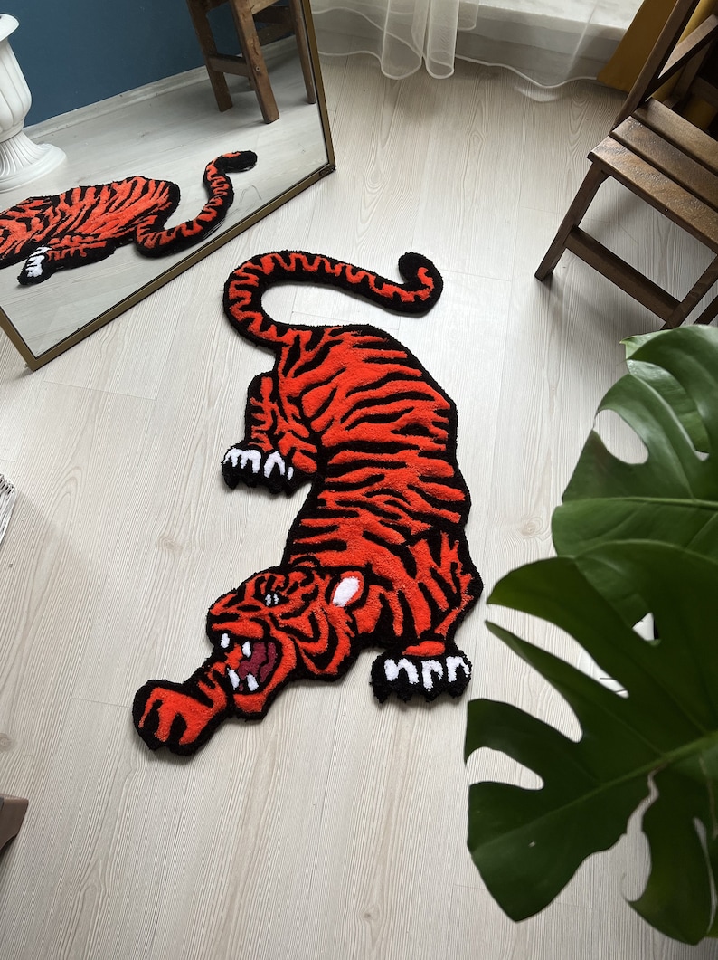Orange Tiger Rug Full Body Tiger Fluffy Soft Tufted Rug - Etsy