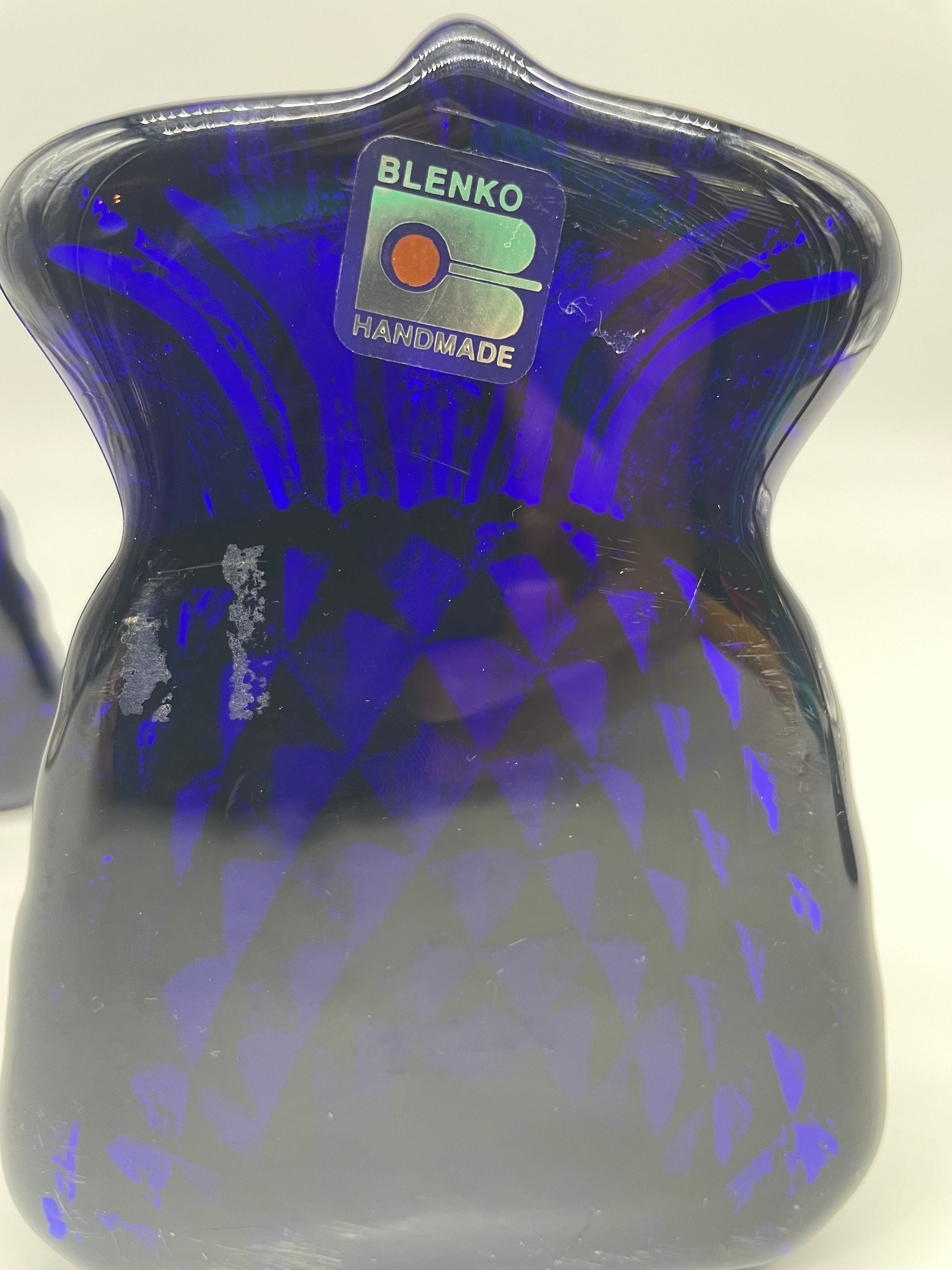 Blenko Sapphire Blue Pineapple Bookends - Etsy