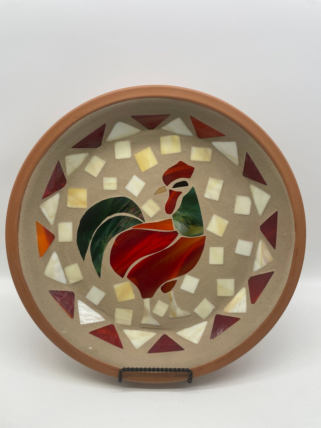 Vintage Rooster Potworks Clay Mosaic - Signed Madeline 2001 - Etsy