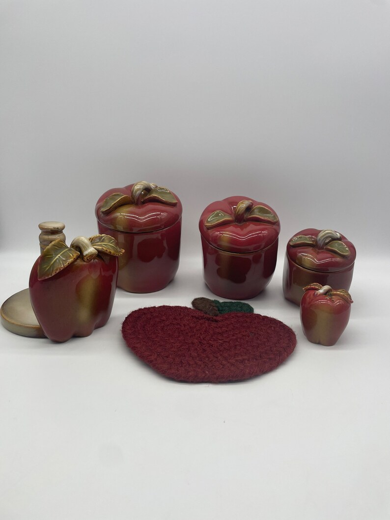 Vintage Apple Canister Set With Extras! - Etsy
