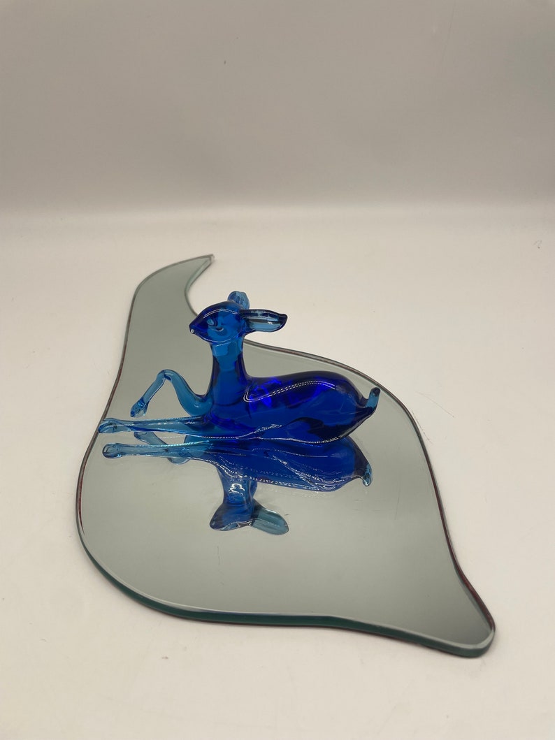 Pilgrim Blue Cobalt Handblown Glass Deer - Etsy