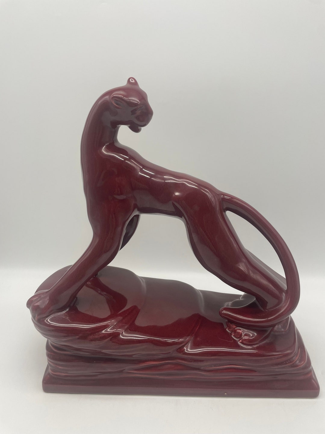 Vintage MCM Royal Haeger Maroon Panther - Etsy