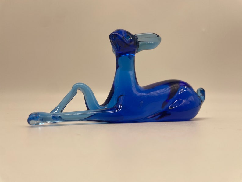 Pilgrim Blue Cobalt Handblown Glass Deer - Etsy