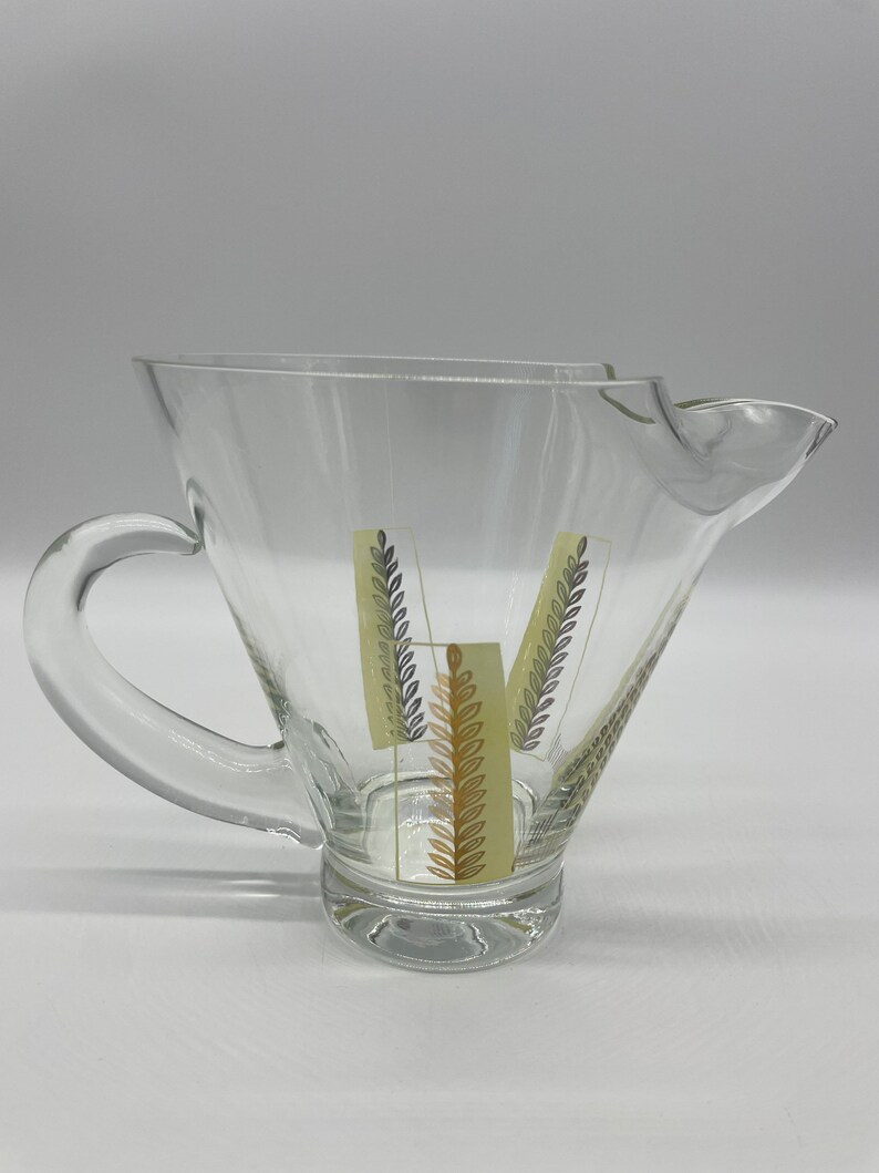 Mid Mod Gold Leaf Wheat Sheaf Pitcher and Mini Old Fashioned - Etsy