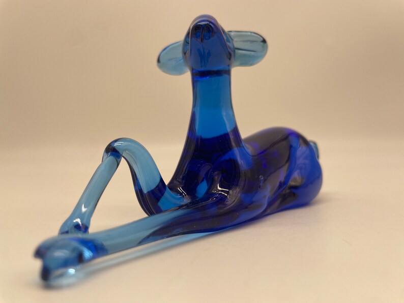 Pilgrim Blue Cobalt Handblown Glass Deer - Etsy