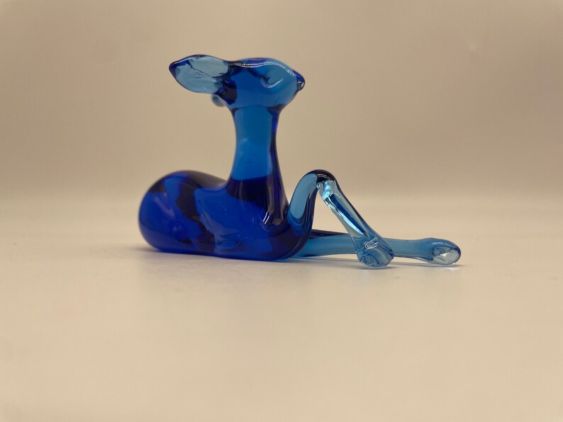 Pilgrim Blue Cobalt Handblown Glass Deer - Etsy