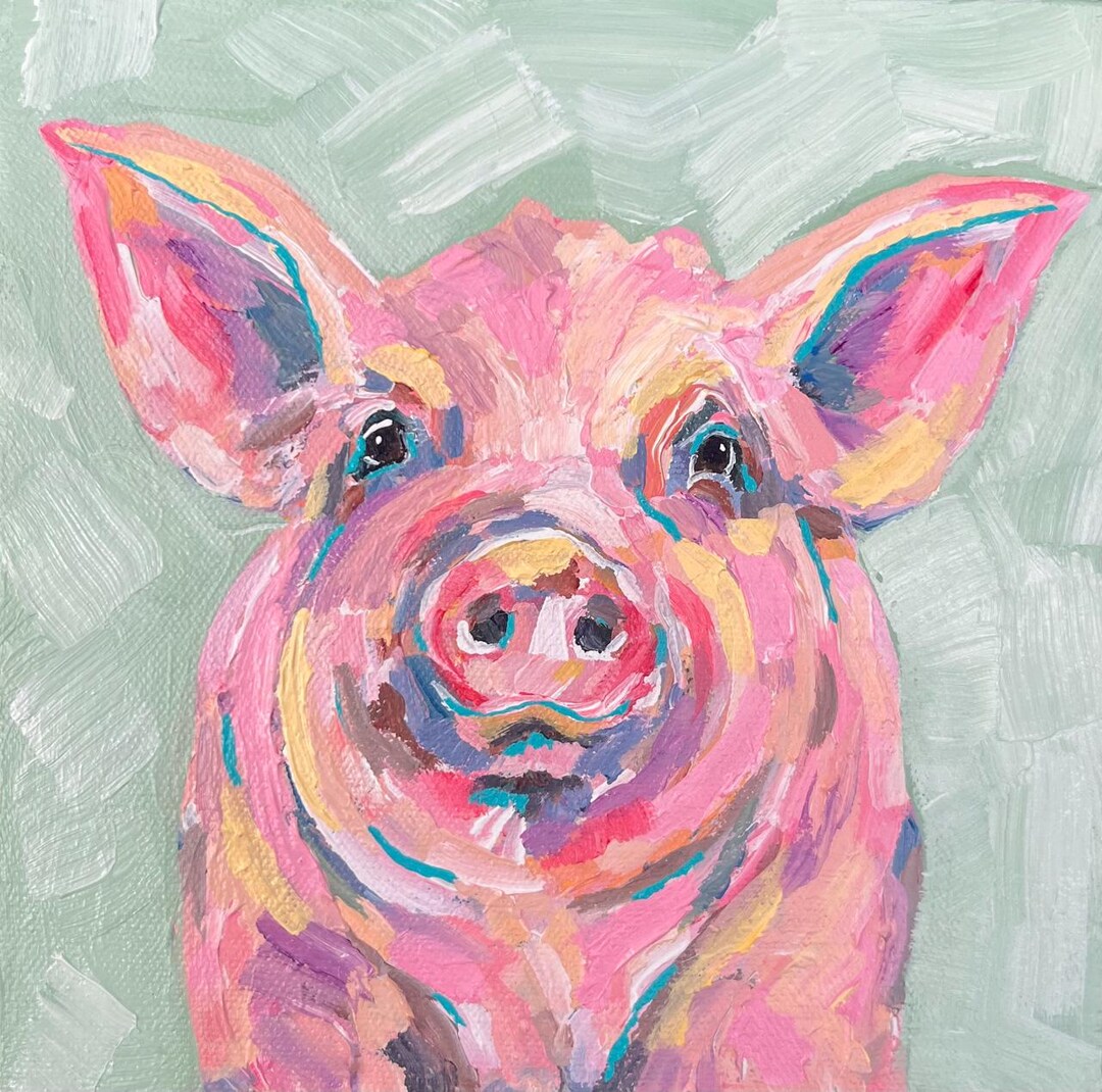 Fine Art Print, Pig Art, Pig Painting, Farmhouse Decor, Farm Animal ...