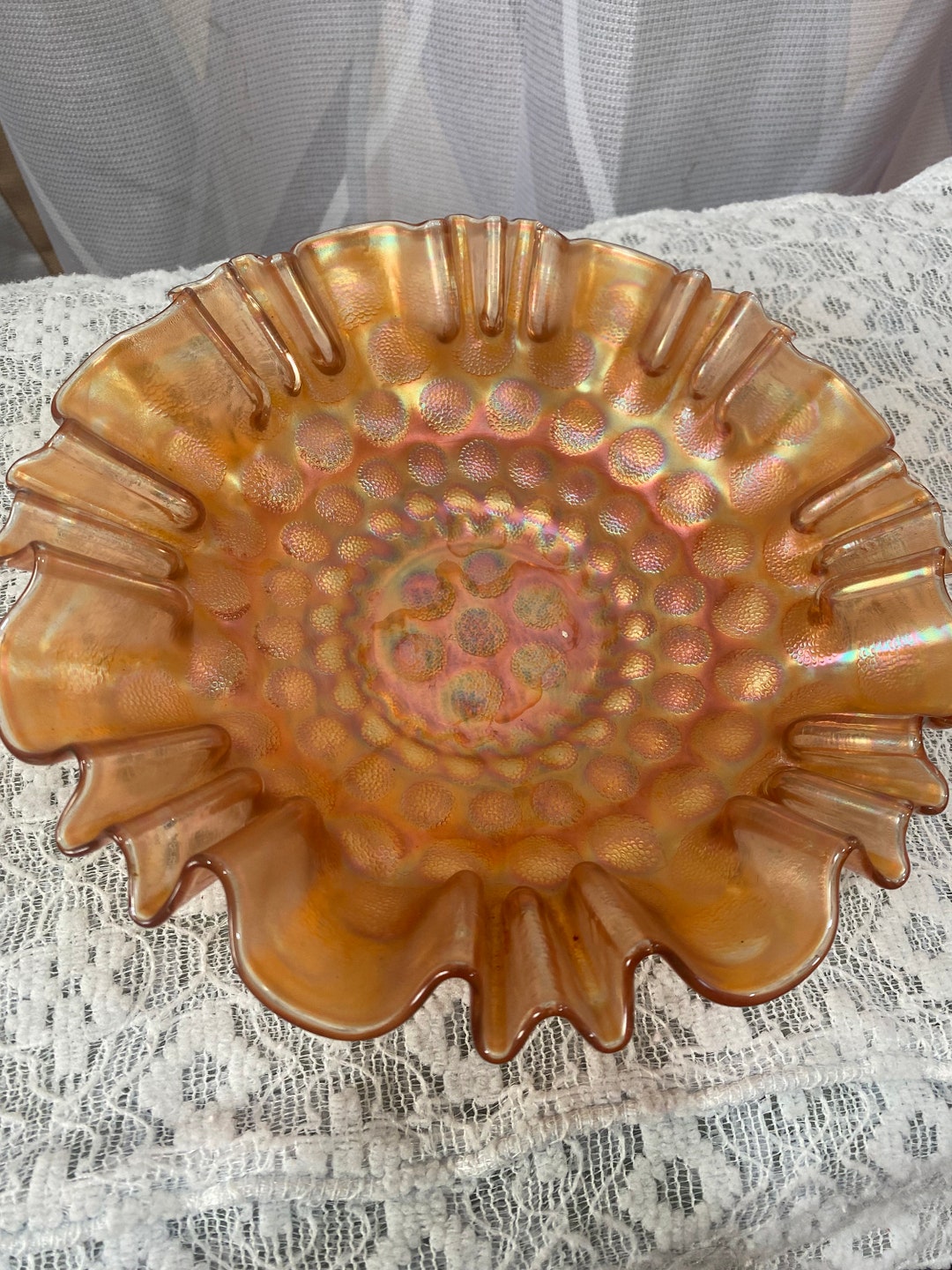 Antique Fenton Coin Dot Carnival Glass 2 Piece Lot - Etsy