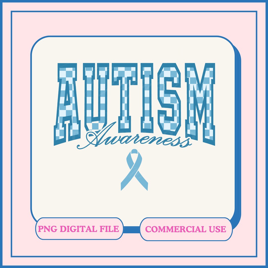 Autism Awareness Png Checkered Varsity Png Coquette Autism Png Pink Bow ...