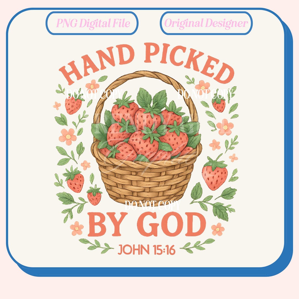 Summer Png,strawberry Png,hand Picked by God Png,cottagecore Design ...