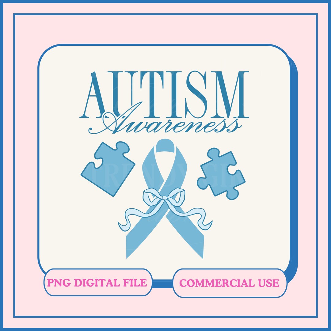 Autism Awareness Png Coquette Autism Png Pink Bow Png Sublimation ...
