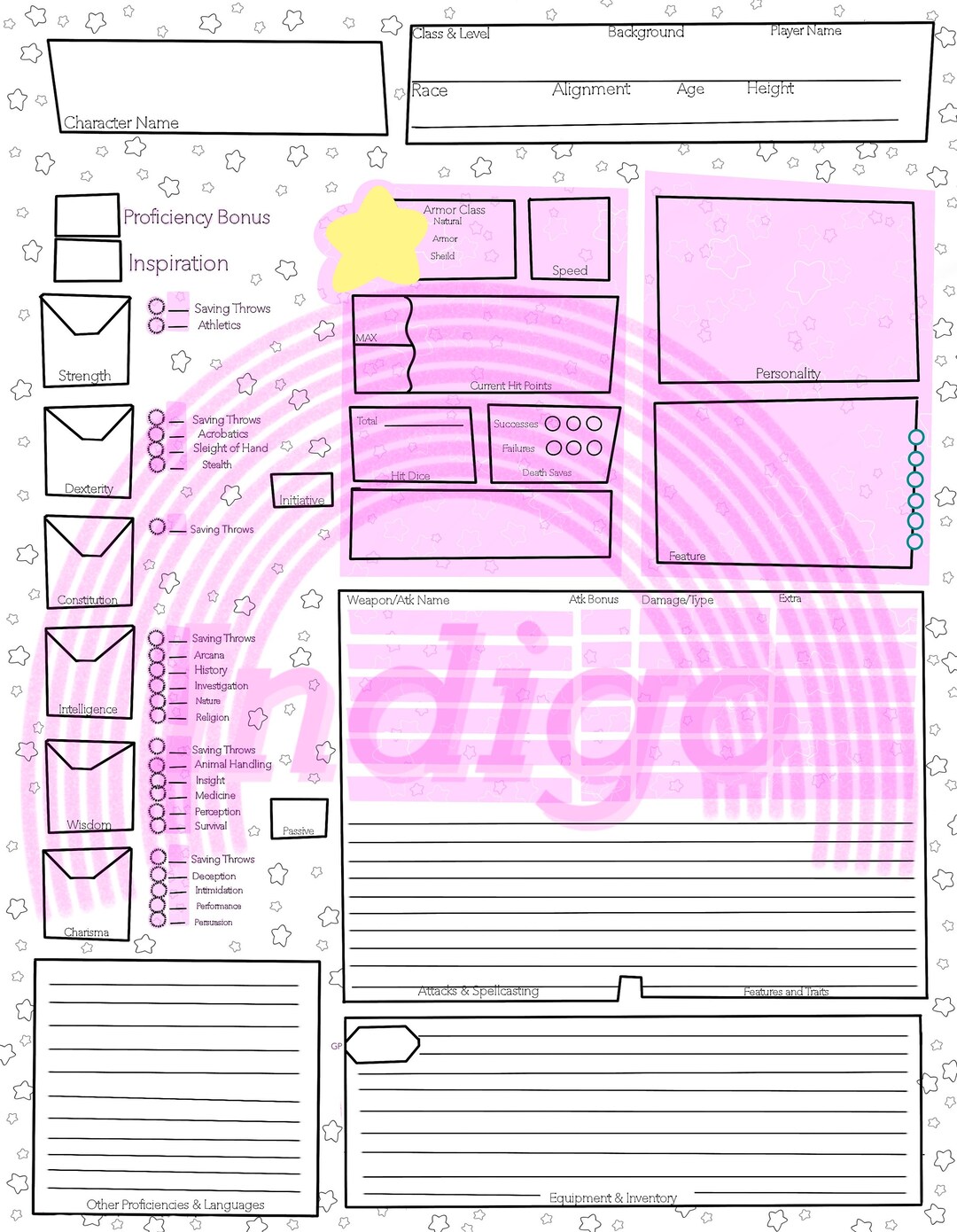 Cute DND Character Sheets - Etsy