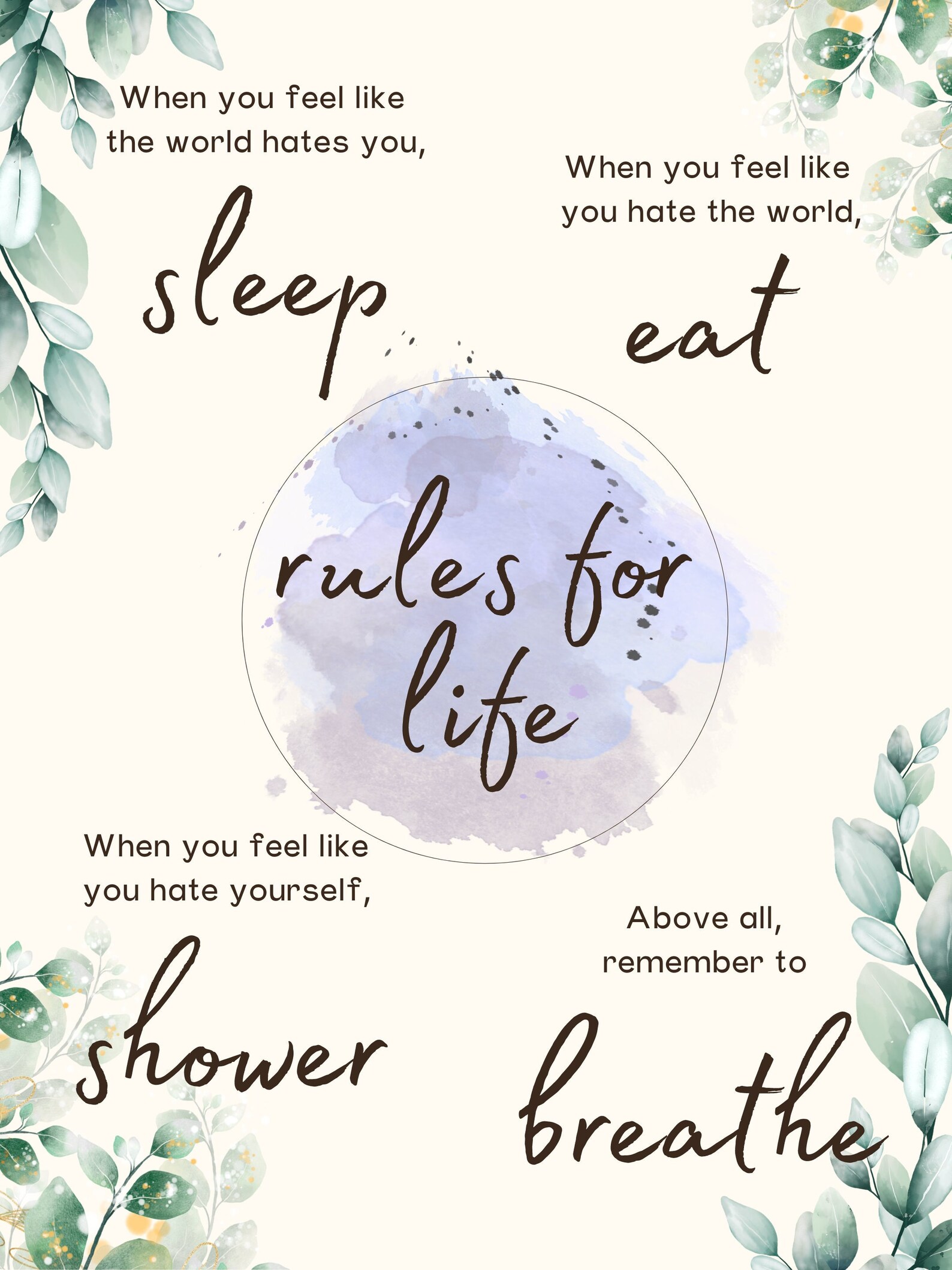 Rules for Life Poster DIGITAL DOWNLOAD - Etsy