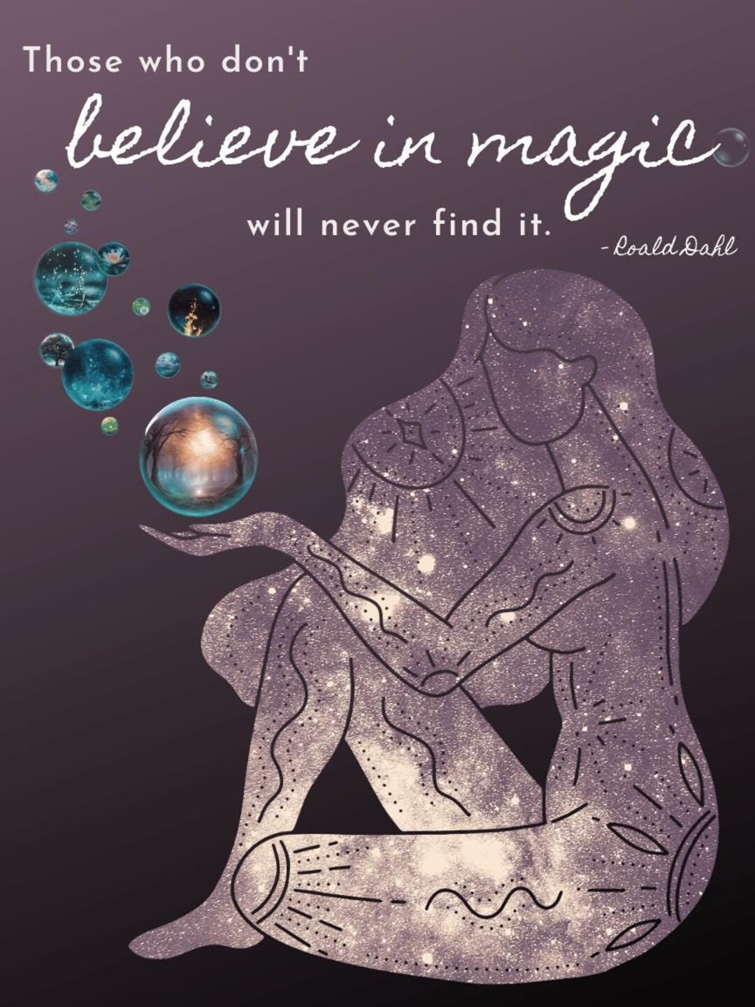 Poster of Roald Dahl Quote "those Who Don't Believe in Magic Will Never ...