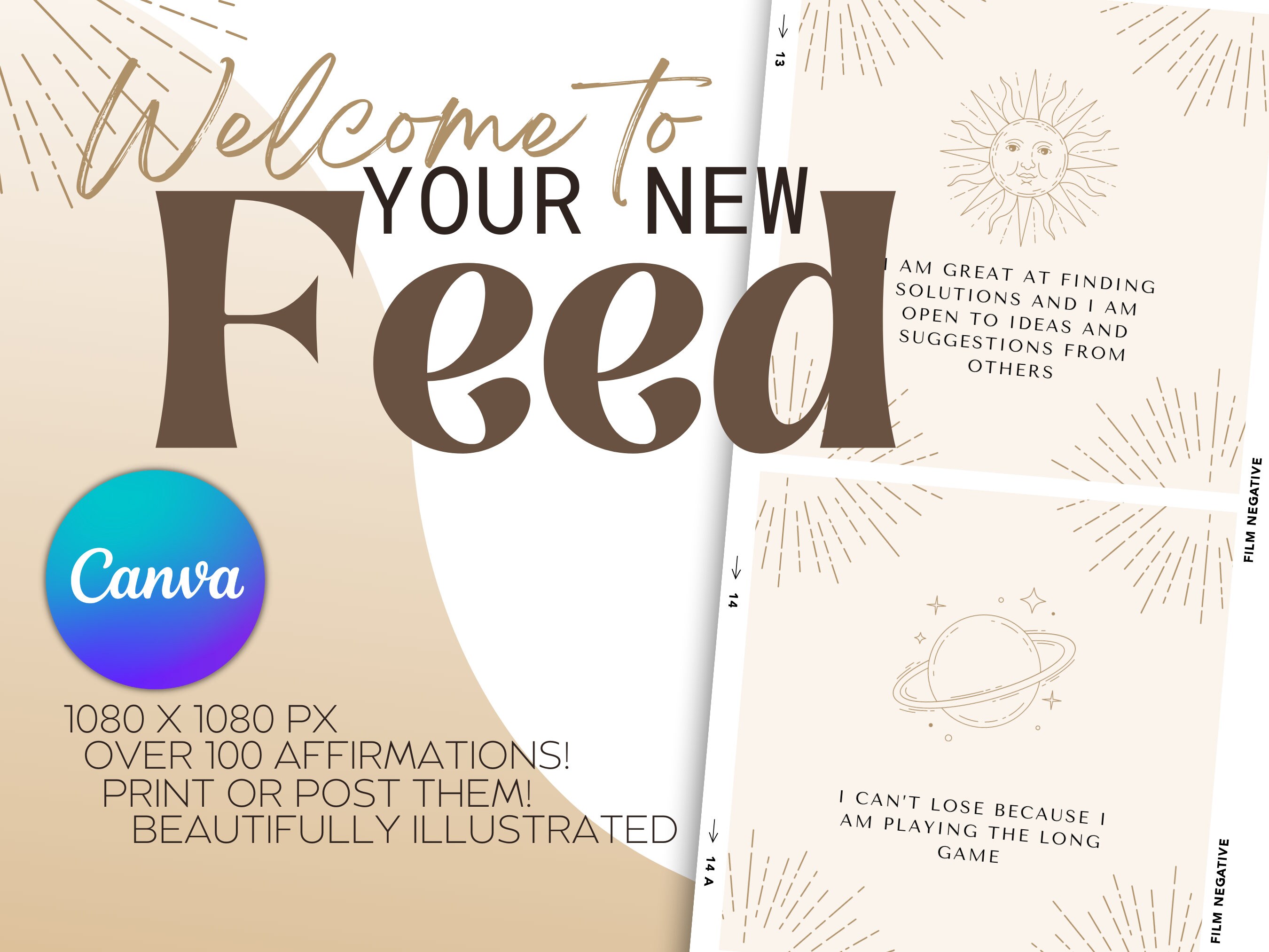 115 Positive Affirmations Cards Pack, Editable Positive Quotes Print or ...