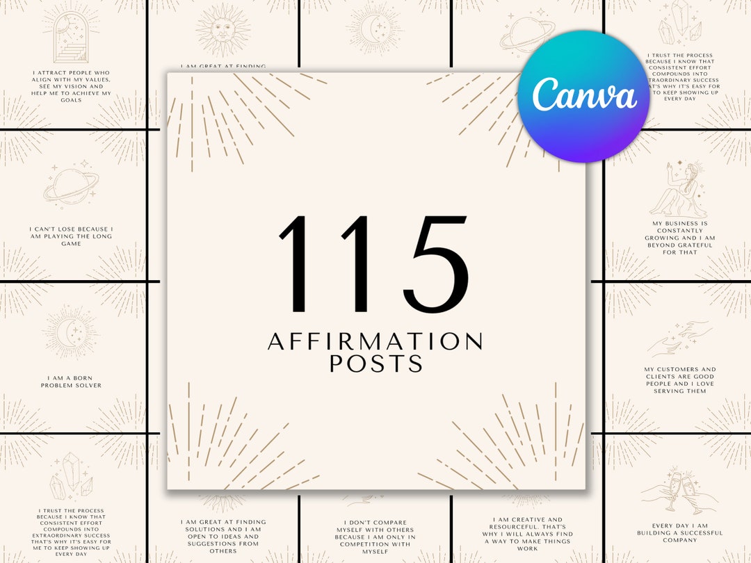 115 Positive Affirmations Cards Pack, Editable Positive Quotes Print or ...