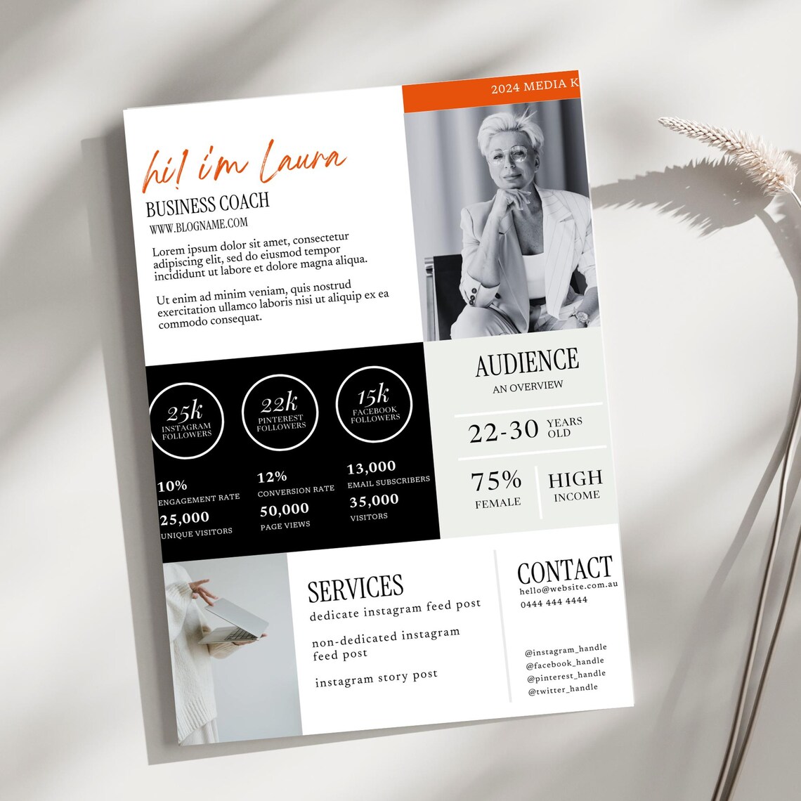 Coaching Media Kit Template | Instagram Influencer | Blogger Press Kit ...