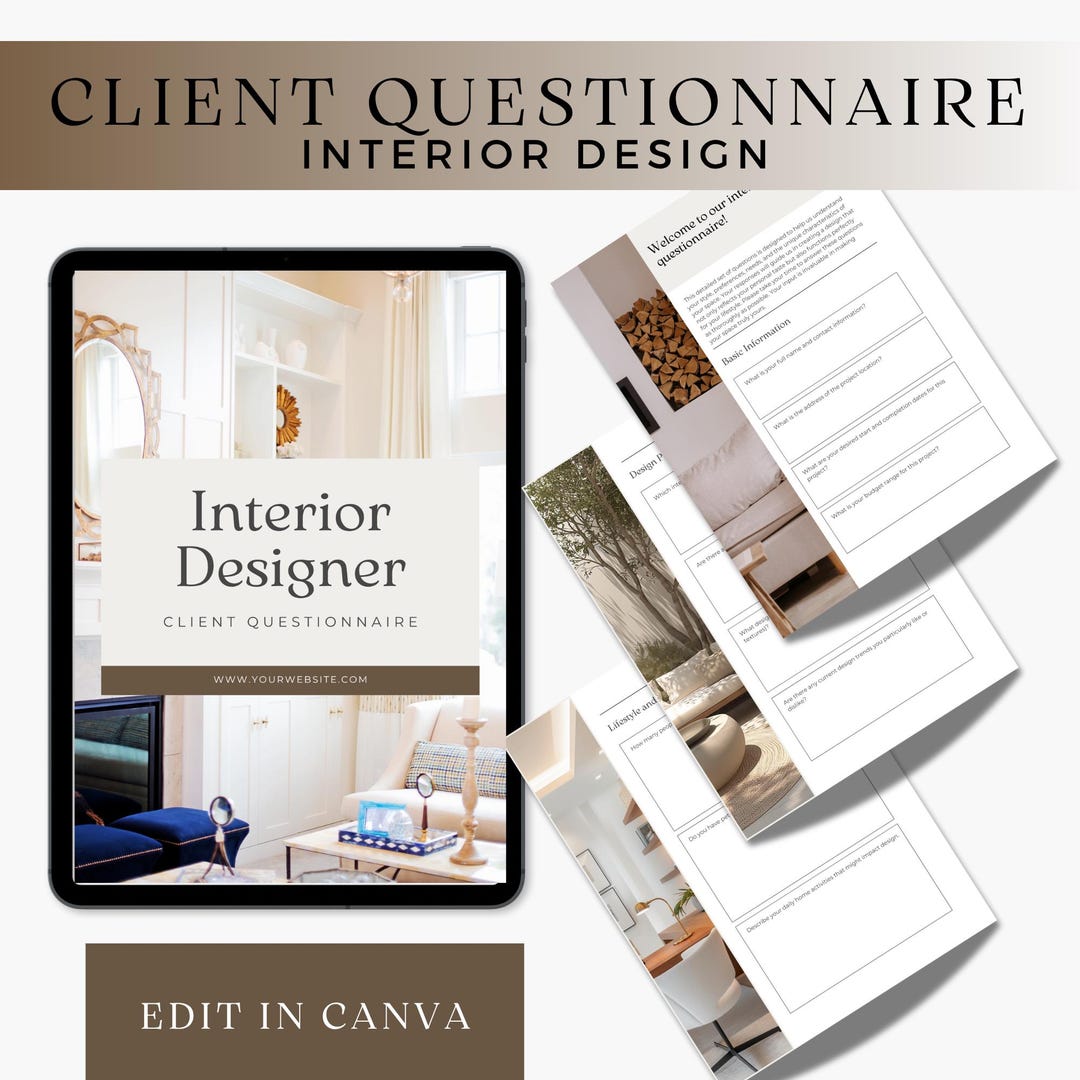 Interior Design Client Questionnaire | Editable Canva Template ...