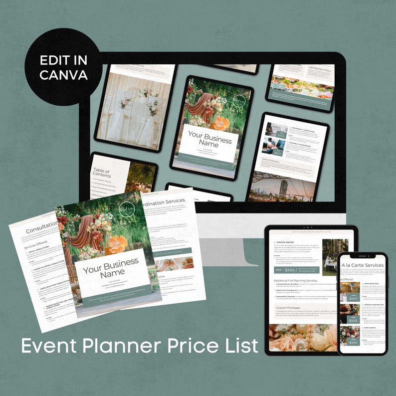 Event Planner Price List Template | Edit in Canva Pricing Guide | Event ...