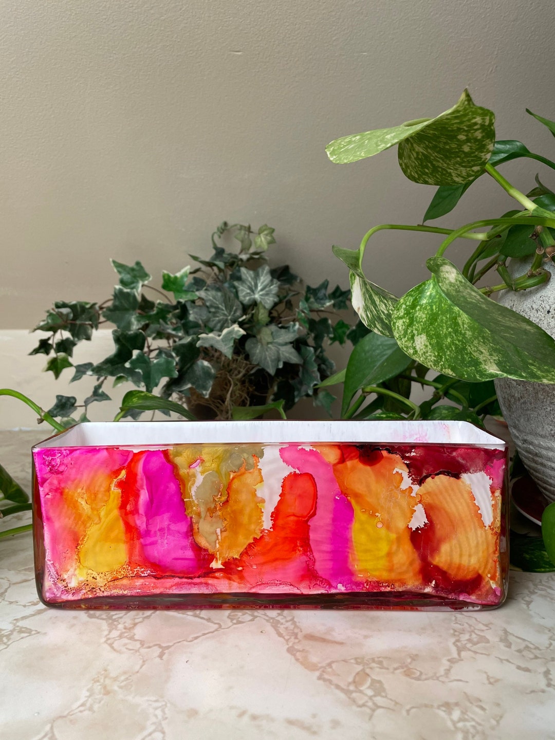 Upcycled Candle Holder, Repurposed Glass Art, One of a Kind Decoration ...