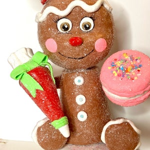Large Gingerbread Man Figurine, Christmas Decoration, Wreath Attachment ...