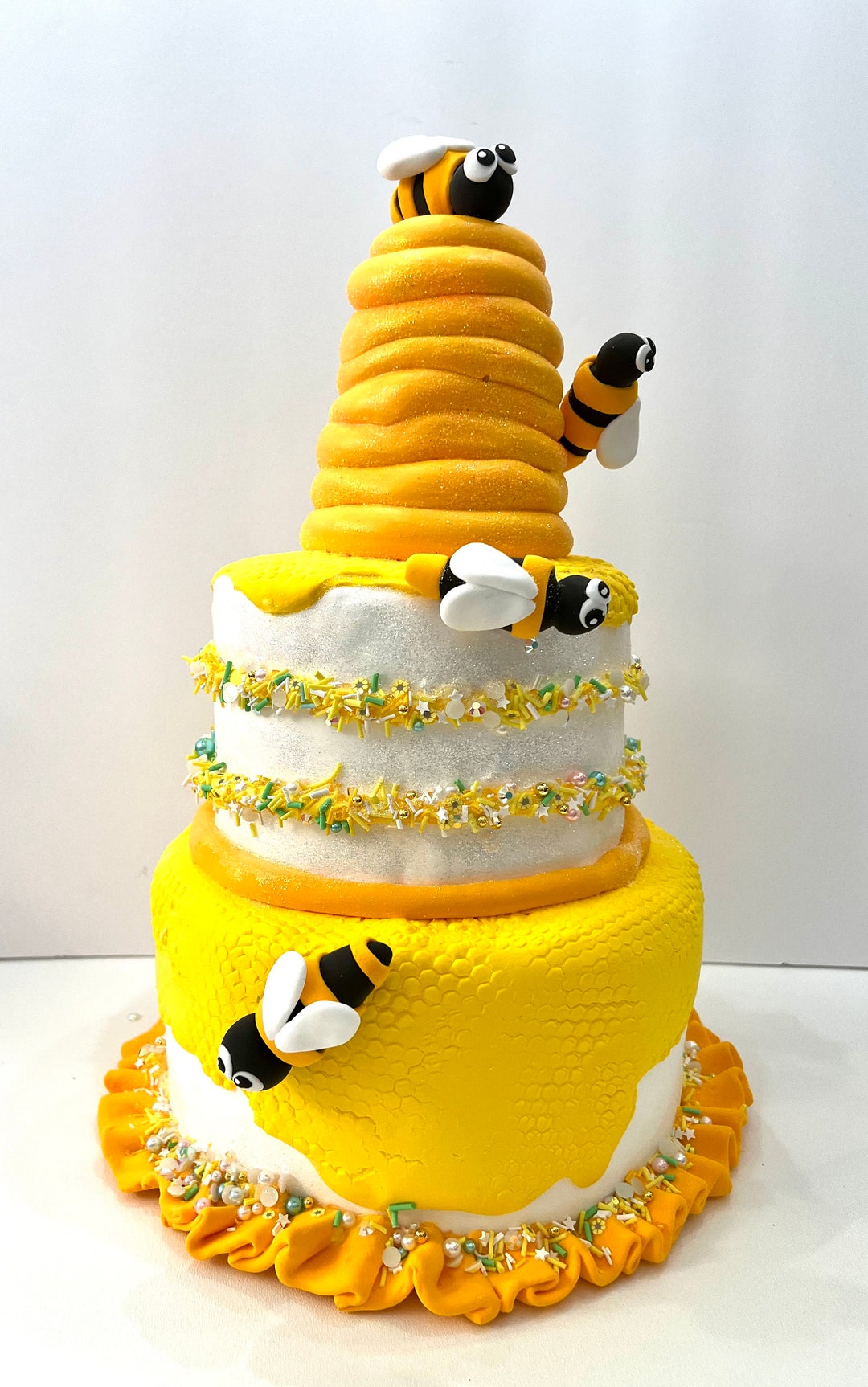 Bee Themed Decor, Fake Cake, Summertime Decoration, Two-tiered Faux ...