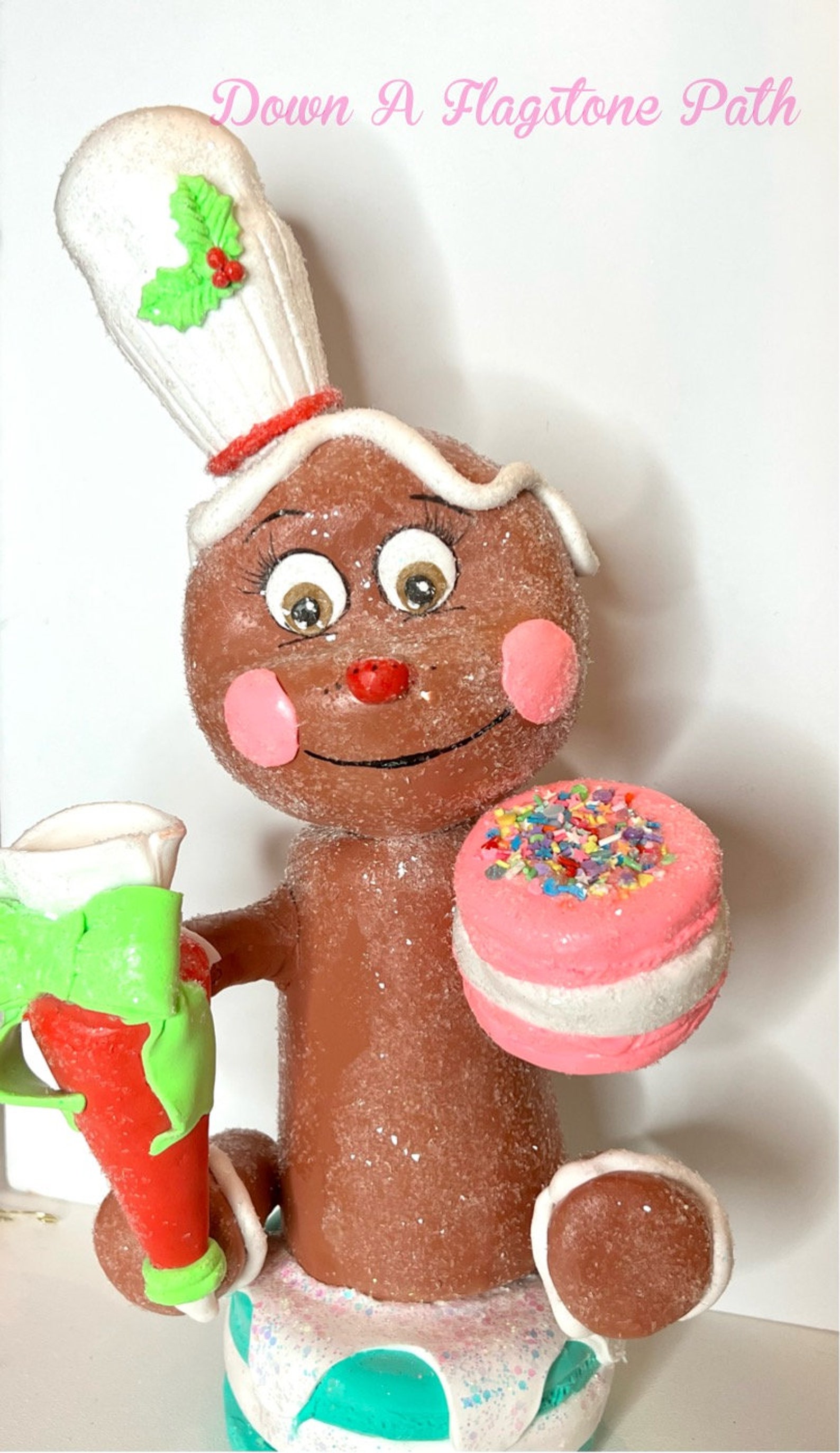 Large Gingerbread Man Figurine, Christmas Decoration, Wreath Attachment ...