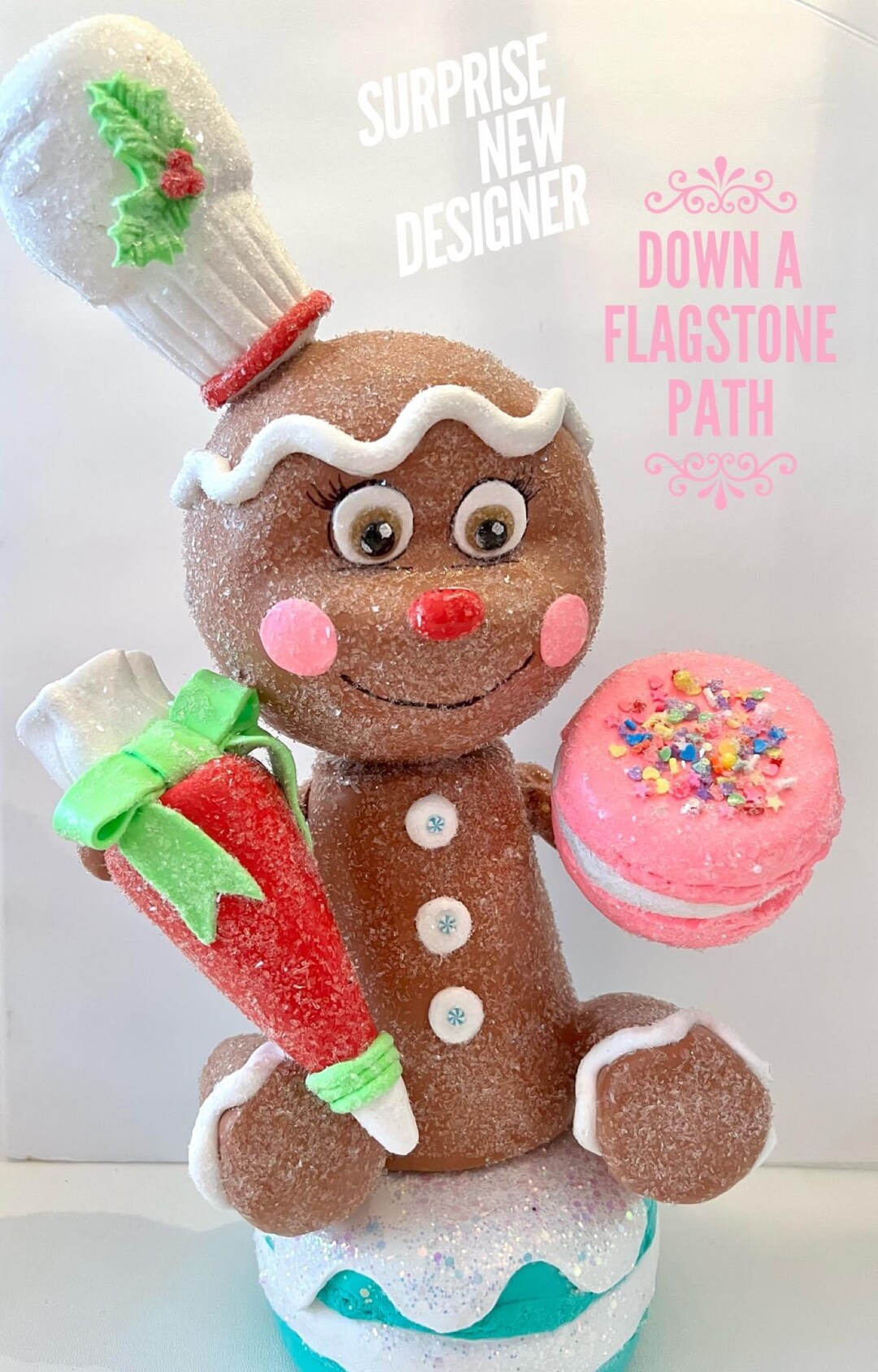 Large Gingerbread Man Figurine, Christmas Decoration, Wreath Attachment ...