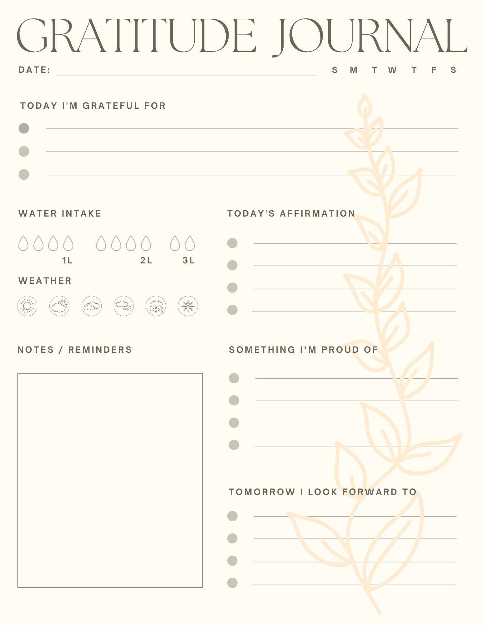 Digital / Printable Daily Gratitude Journal - Etsy