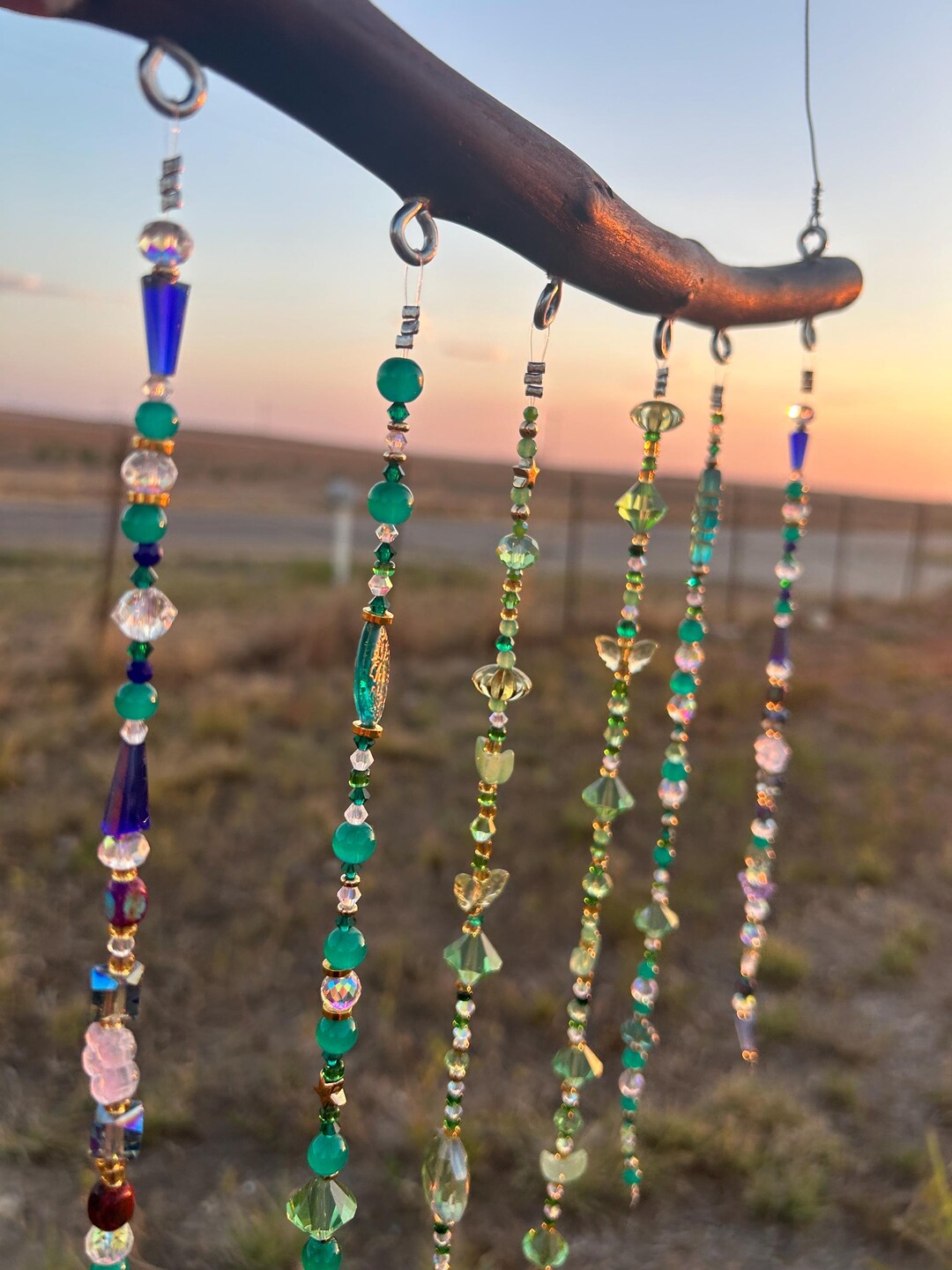 Beaded Crystal Suncatcher, Garden Yard Art, Boho Wood Branch Suncatcher ...