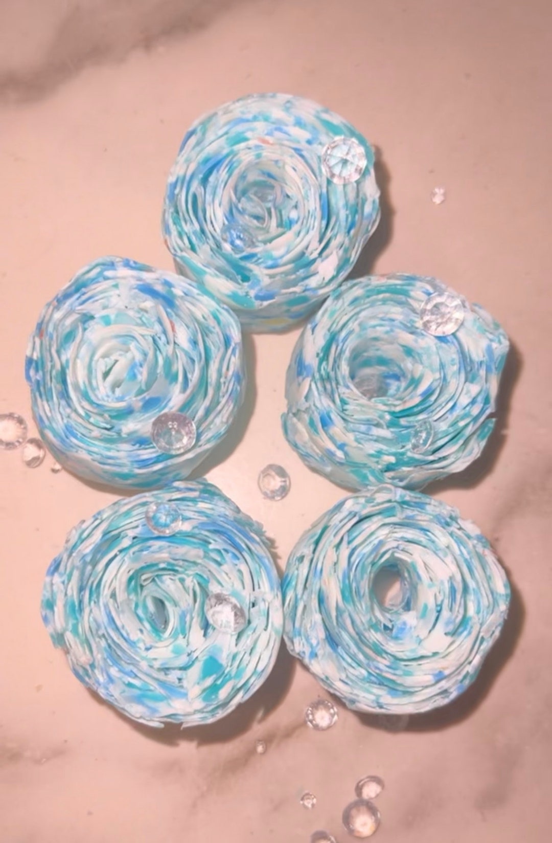 Soap Roses ~ Blue & White Set of 5 - Etsy