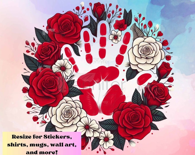 MMIW Floral Red Hand Indigenous Jpg Png Native Instant Download ...