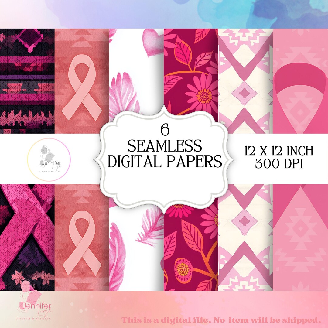 Indigenous Pink Awareness 6 Seamless Digital Paper Design Bundle JPG ...