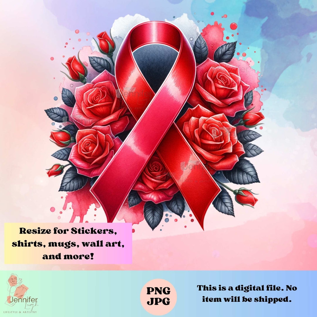 Red Ribbon Awareness Clipart Design Png Native Digital Download for ...