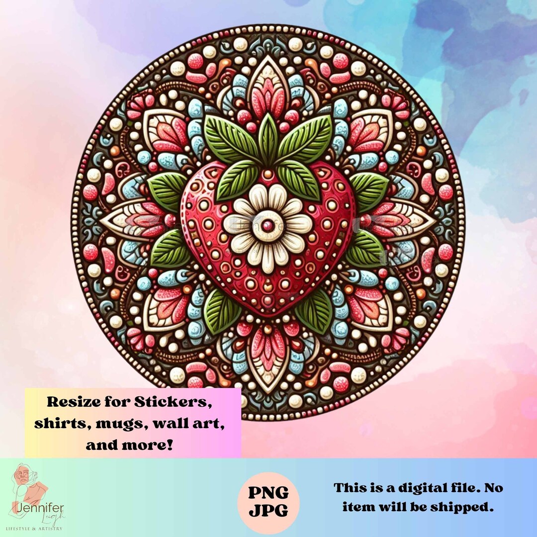 Strawberry Indigenous Bead Round Art Style PNG Native Digital Downloads ...