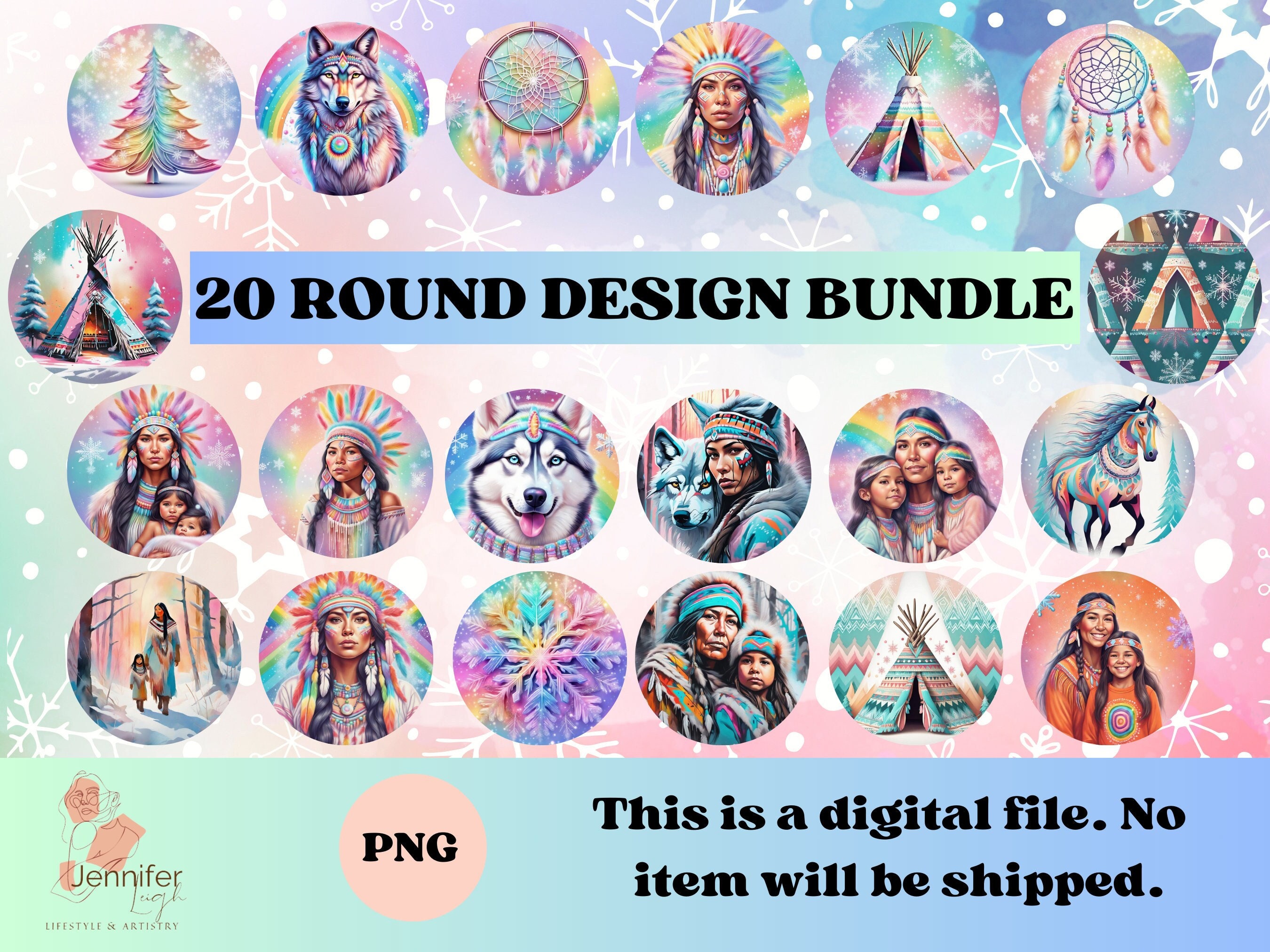 Indigenous Pastel Round Bundle Png Native Digital Download for ...
