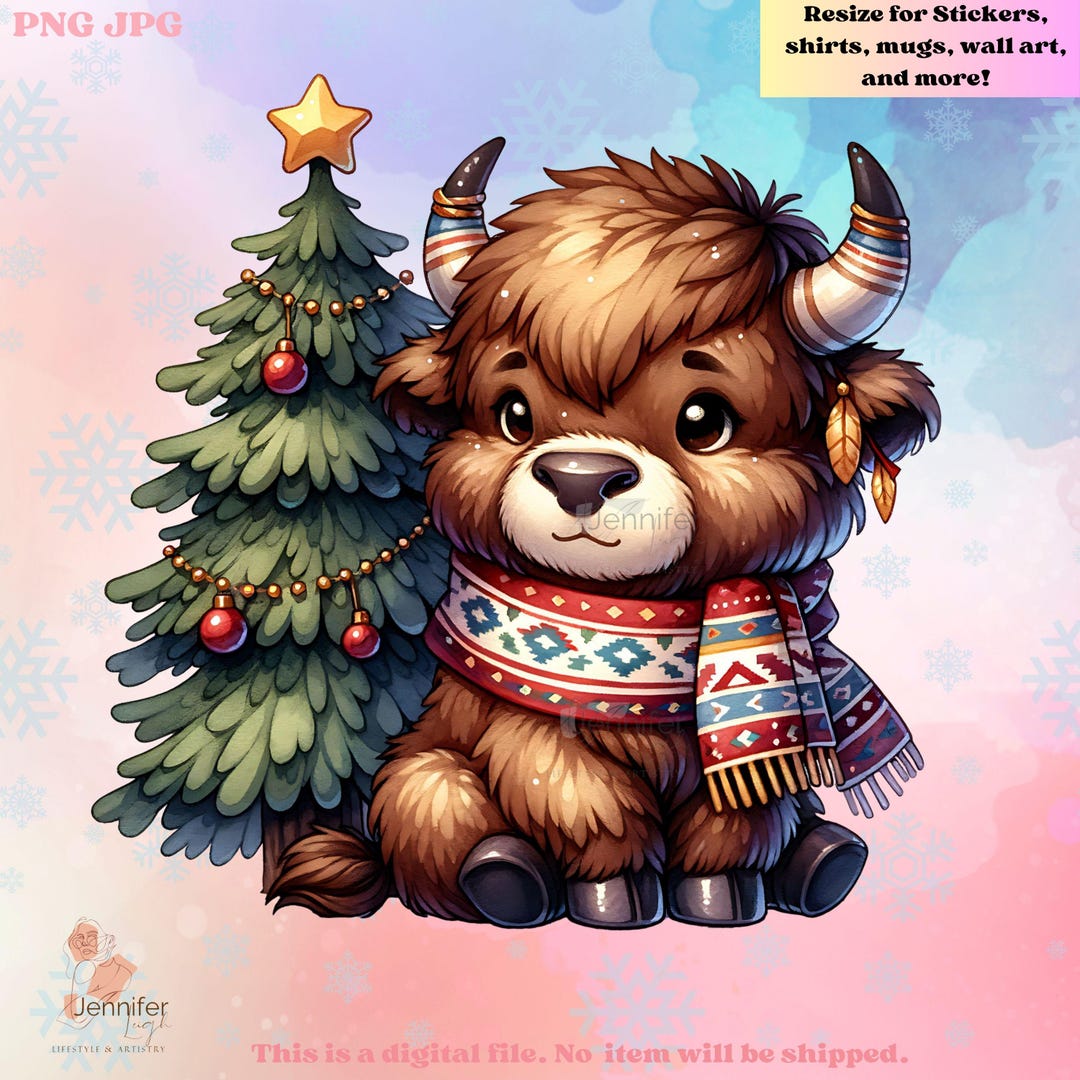 Christmas Bison Indigenous PNG JPG Native American Designs for Digital ...