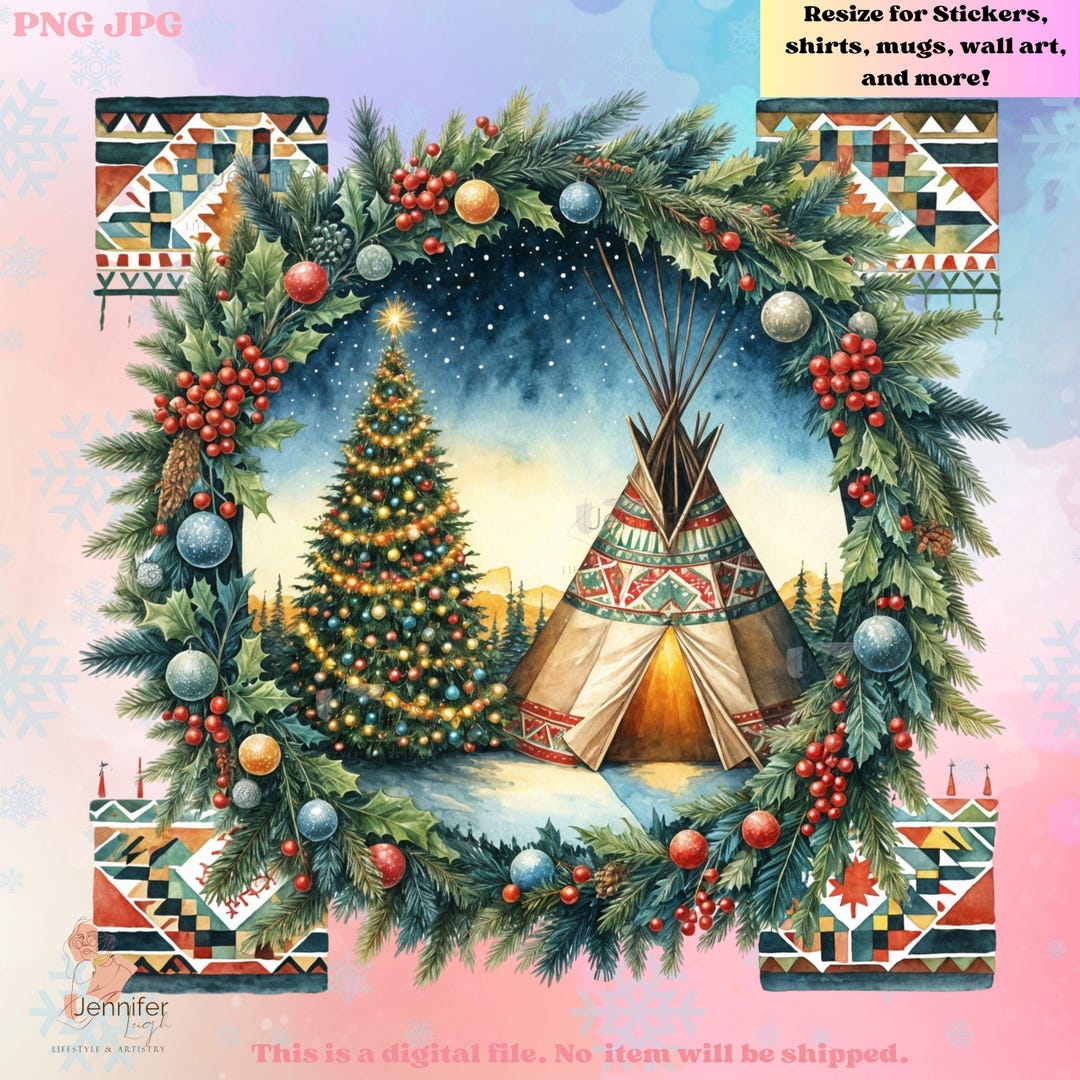 Winter Christmas Scene Indigenous PNG JPG Native American Designs for ...