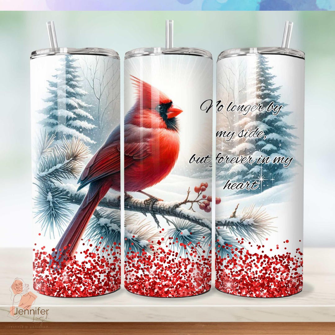 Cardinal in Memory Bird Tumbler Wrap Bundle Png Digital Download for 20 ...