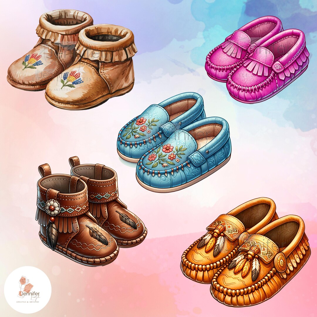 Native Moccasins Clipart Bundle Design Png Indigenous Owned Instant ...