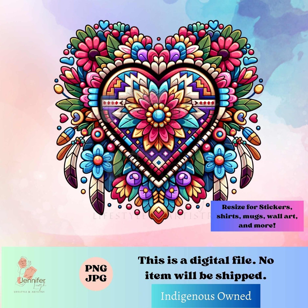 Indigenous Heart Jpg Png Native Instant Download Sublimation Design ...