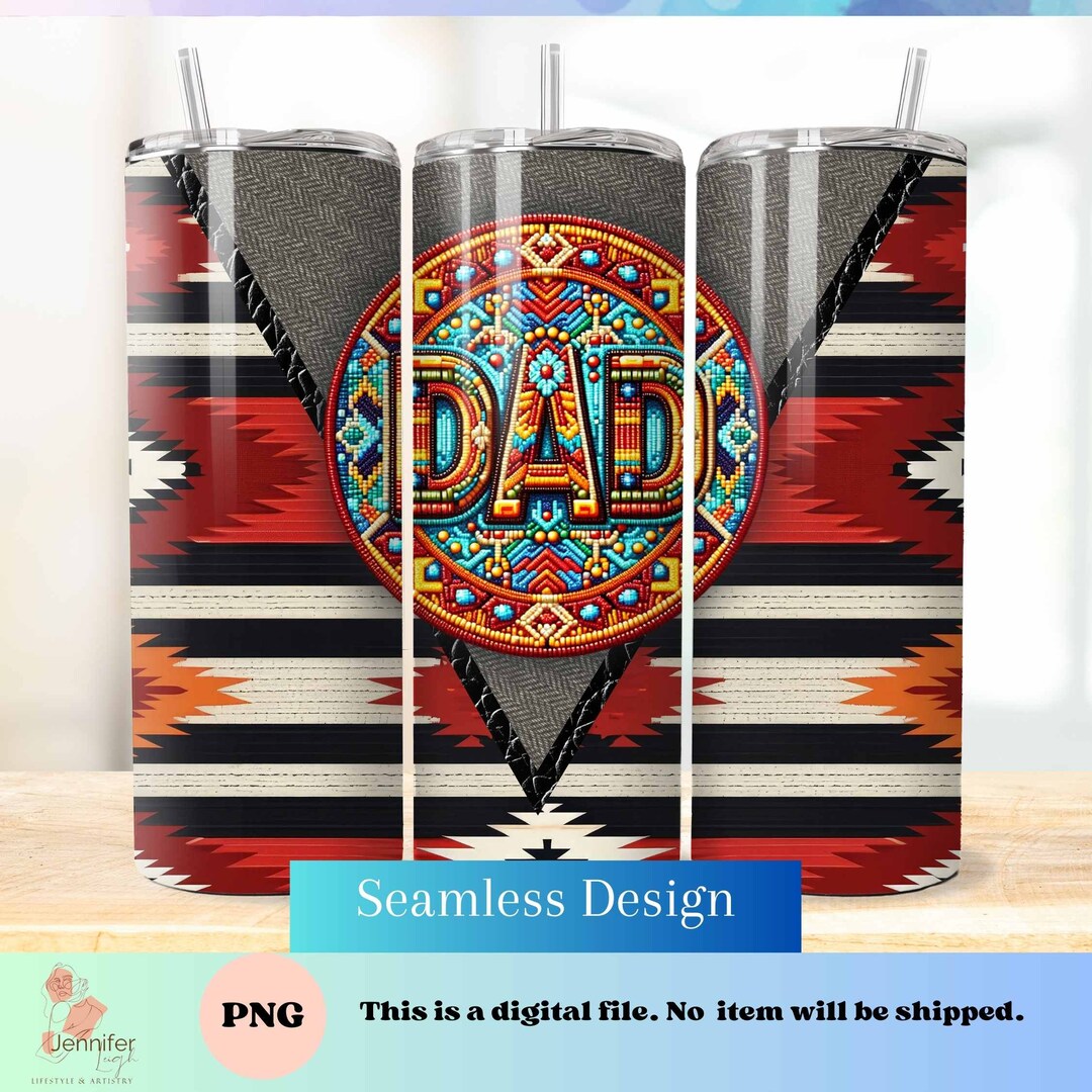 Seamless Indigenous Dad Tumbler Wrap PNG Native Digital Download for 20 ...