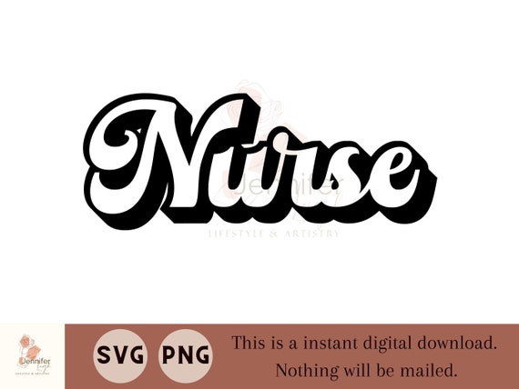 Nurse Retro Font DXF PNG SVG Digital Design for Iron on - Etsy