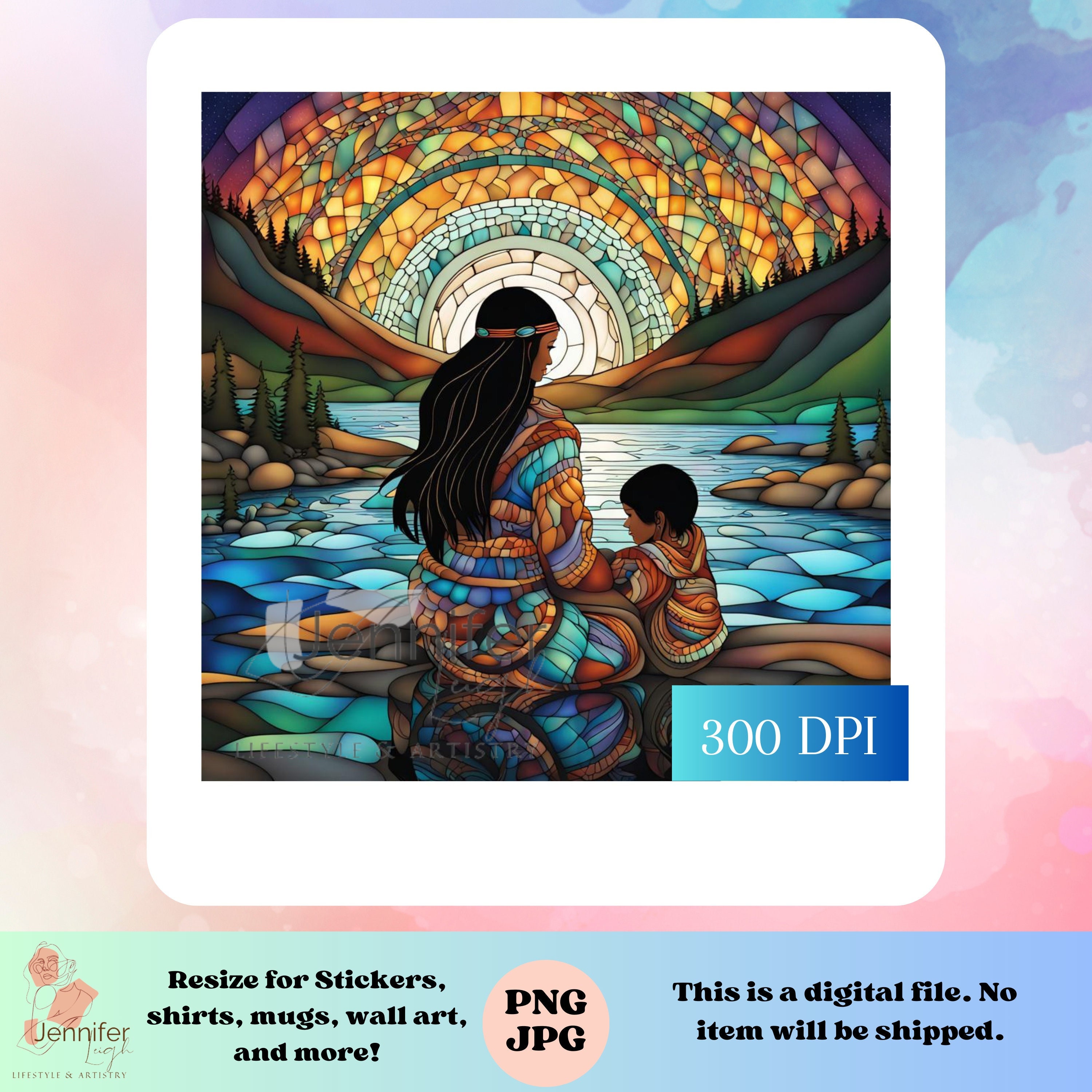 Indigenous Woman and Son Png Jpeg Native Digital Download for ...