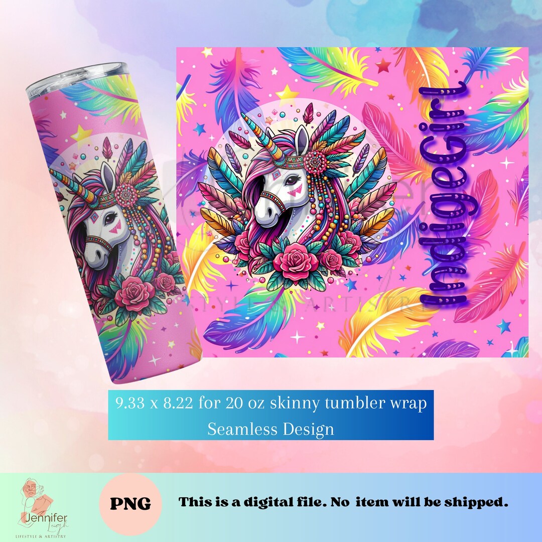 Indigenous Girl Unicorn Tumbler Wrap Png Native Digital Download for 20 ...
