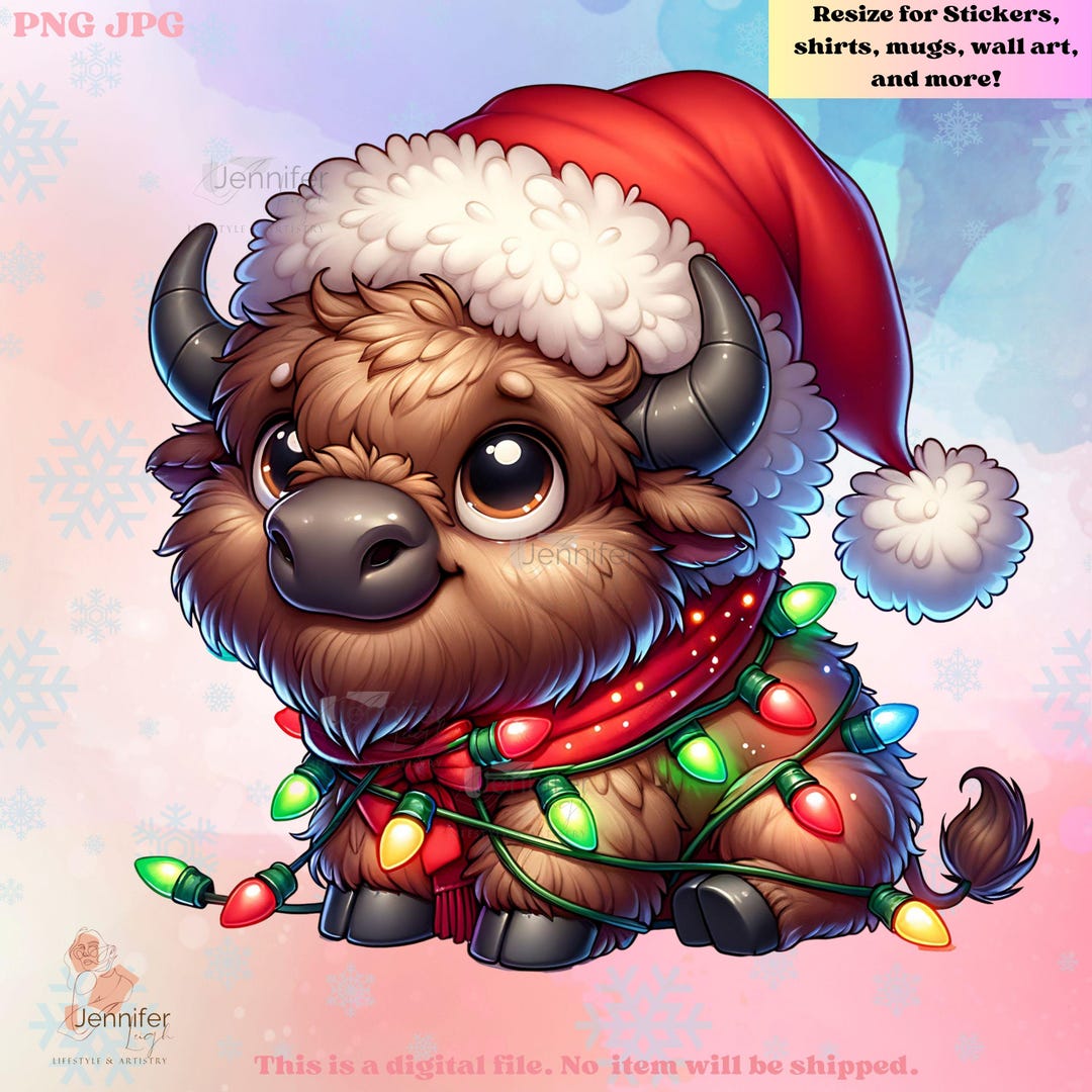 Christmas Bison Indigenous PNG JPG Native American Designs for Digital ...